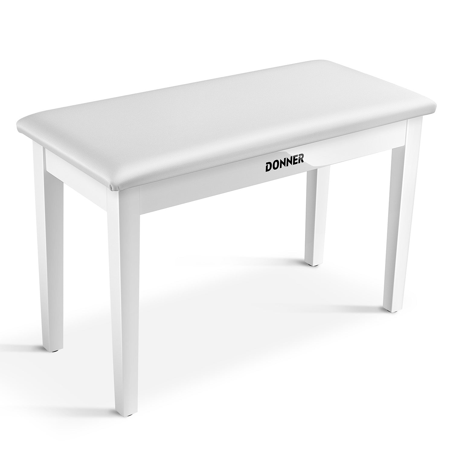 Donner Duet Banqueta para piano con almacenaje Blanco y cojín acolchad