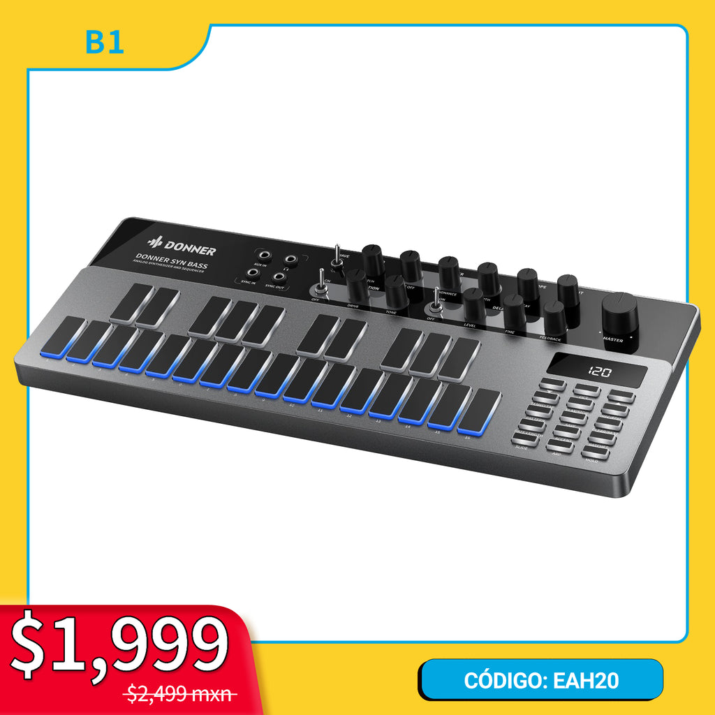 Donner Essential B1 Sintetizador de bajo analógico y secuenciador