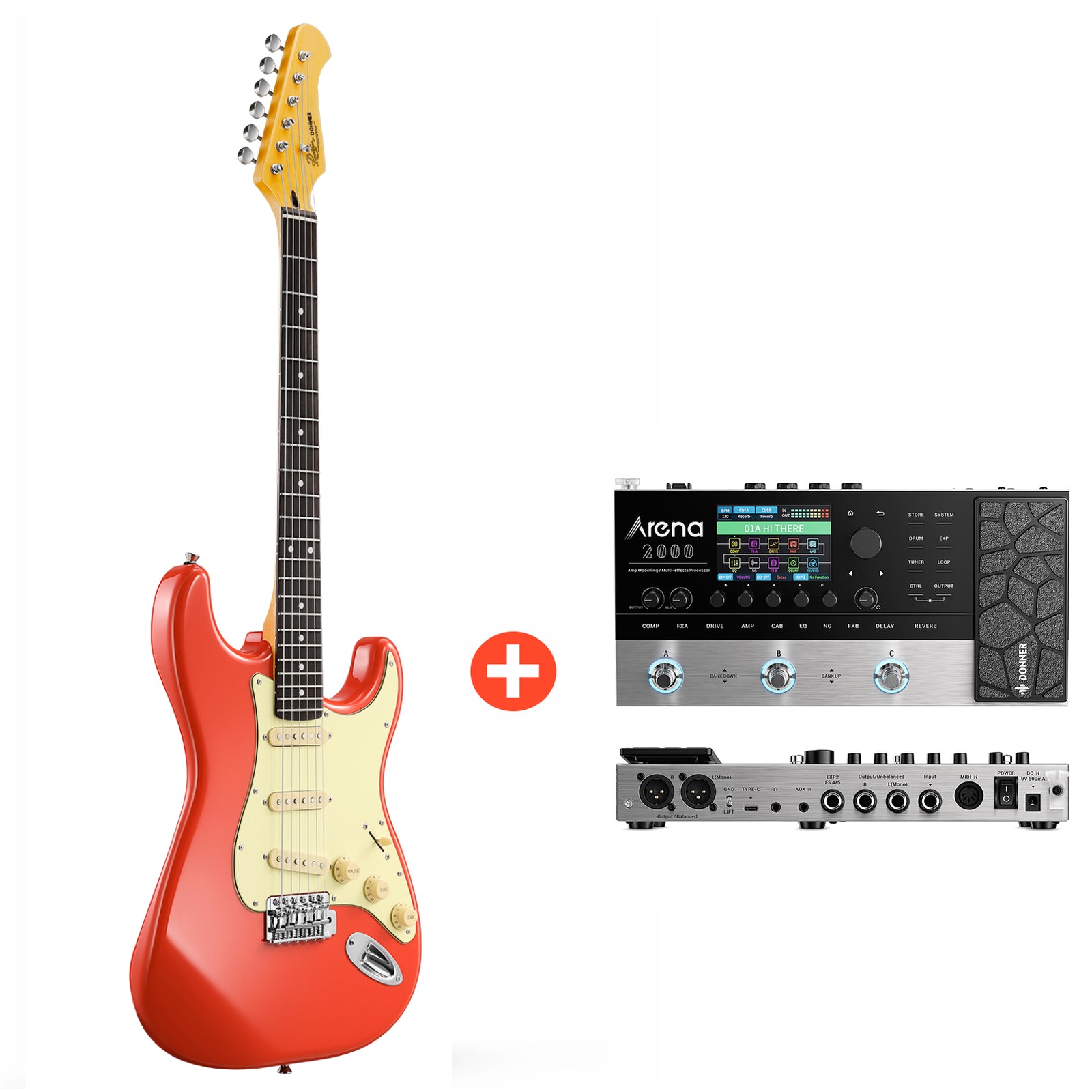 Donner DST-600 Guitarra Eléctrica Configuración SSS estilo vintage Roj
