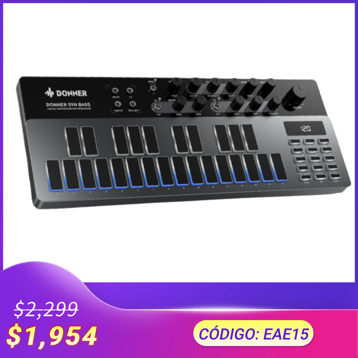 Donner Essential B1 Sintetizador de bajo analógico y secuenciador