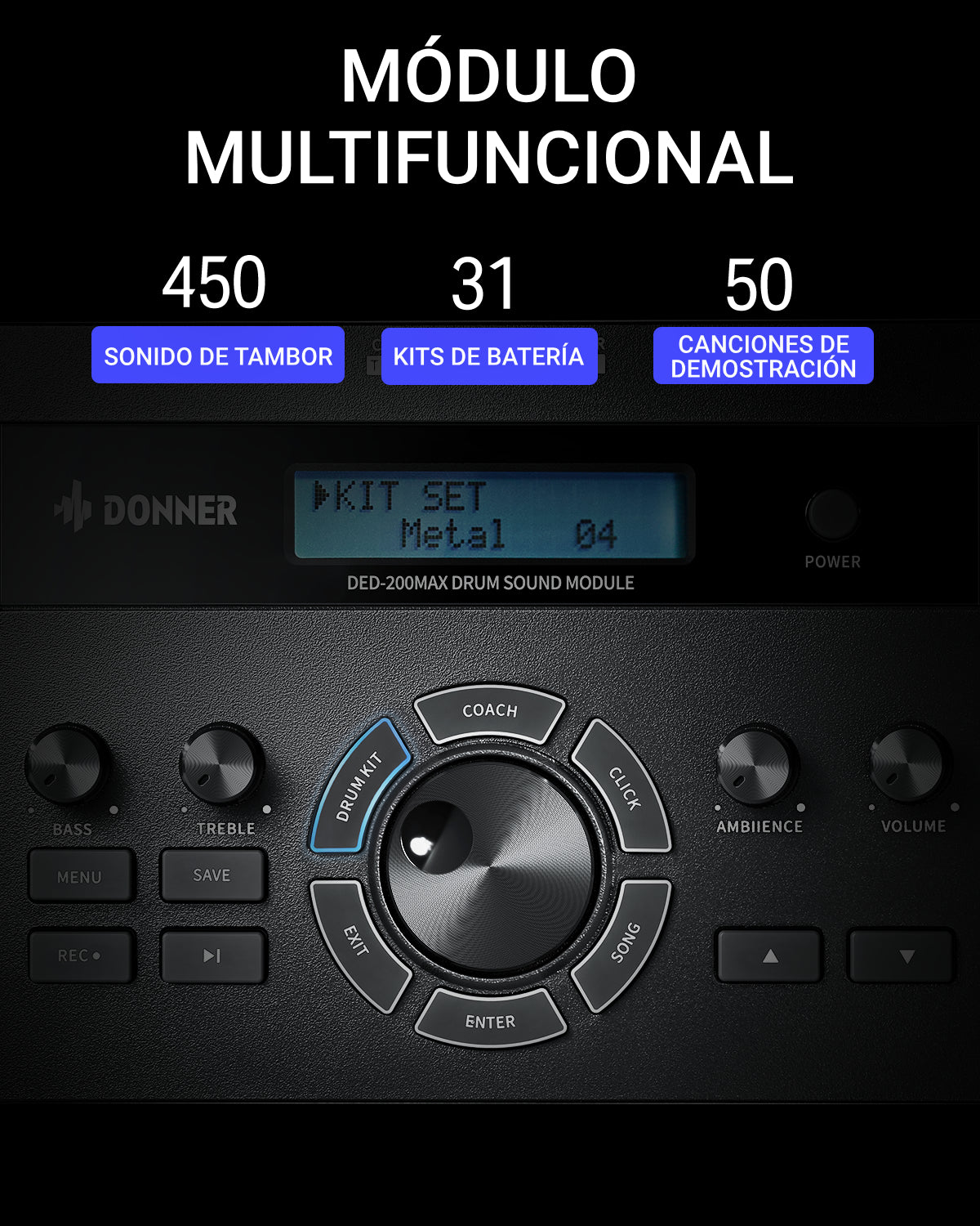 Donner DED-200 MAX Set de batería electrónica de 5 tambores y 3 platil